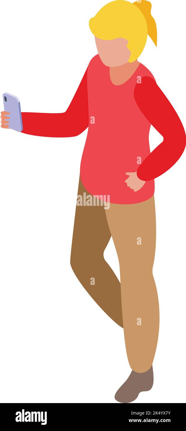 Young girl influencer icon isometric vector. Social like. Customer ...