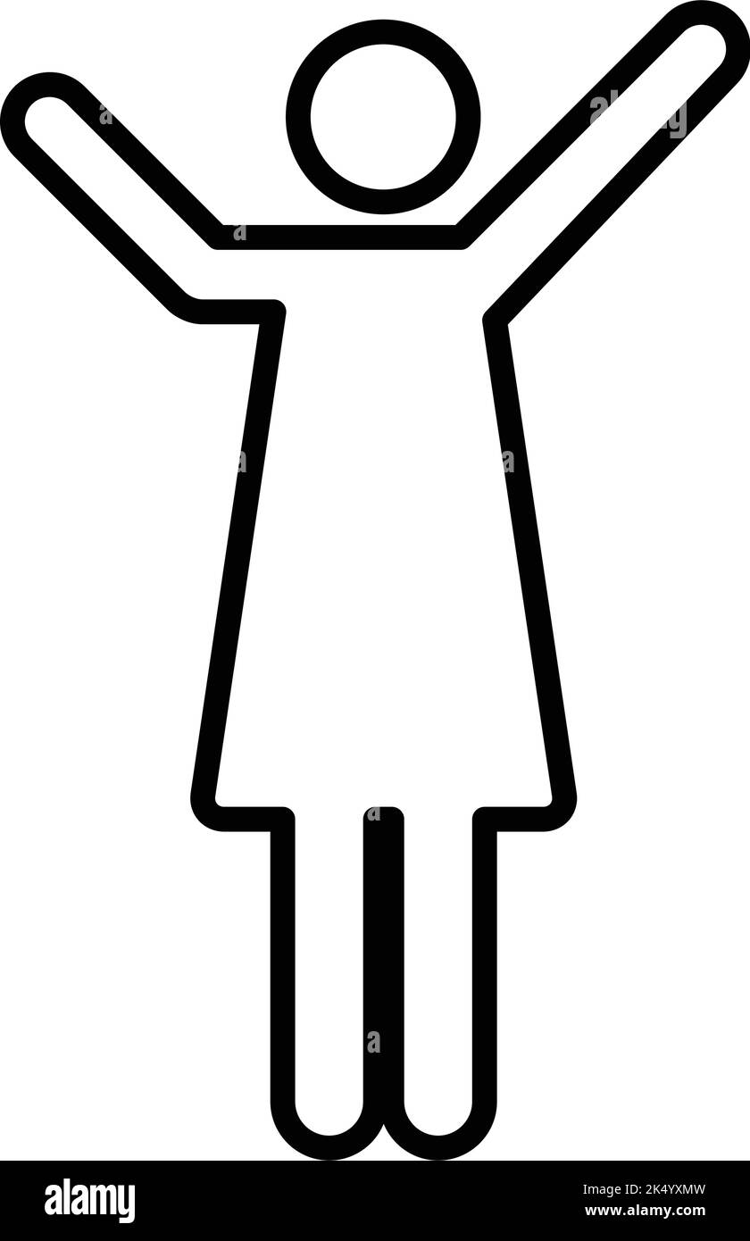 Woman raised arms icon vector female person with open hands symbol in a ...