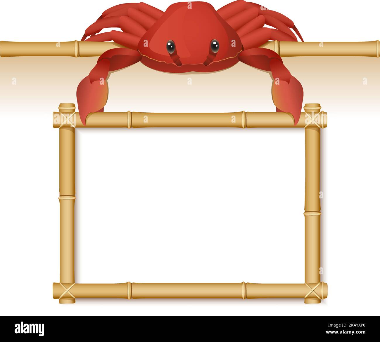 A cute crab hanging on to an empty bamboo frame Stock Vector Image ...