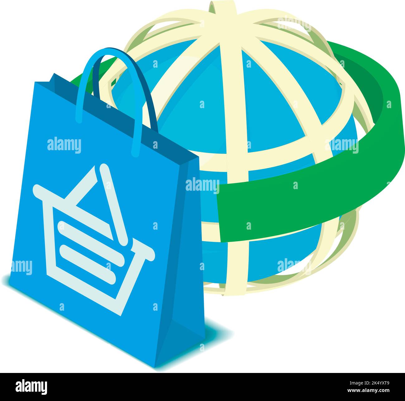 Worldwide delivery icon isometric vector. Shopping bag on globe grid ...