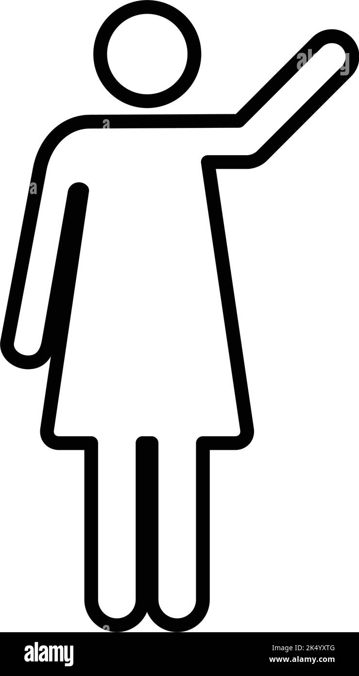 Woman raised arms icon vector female person with open hands symbol in a ...