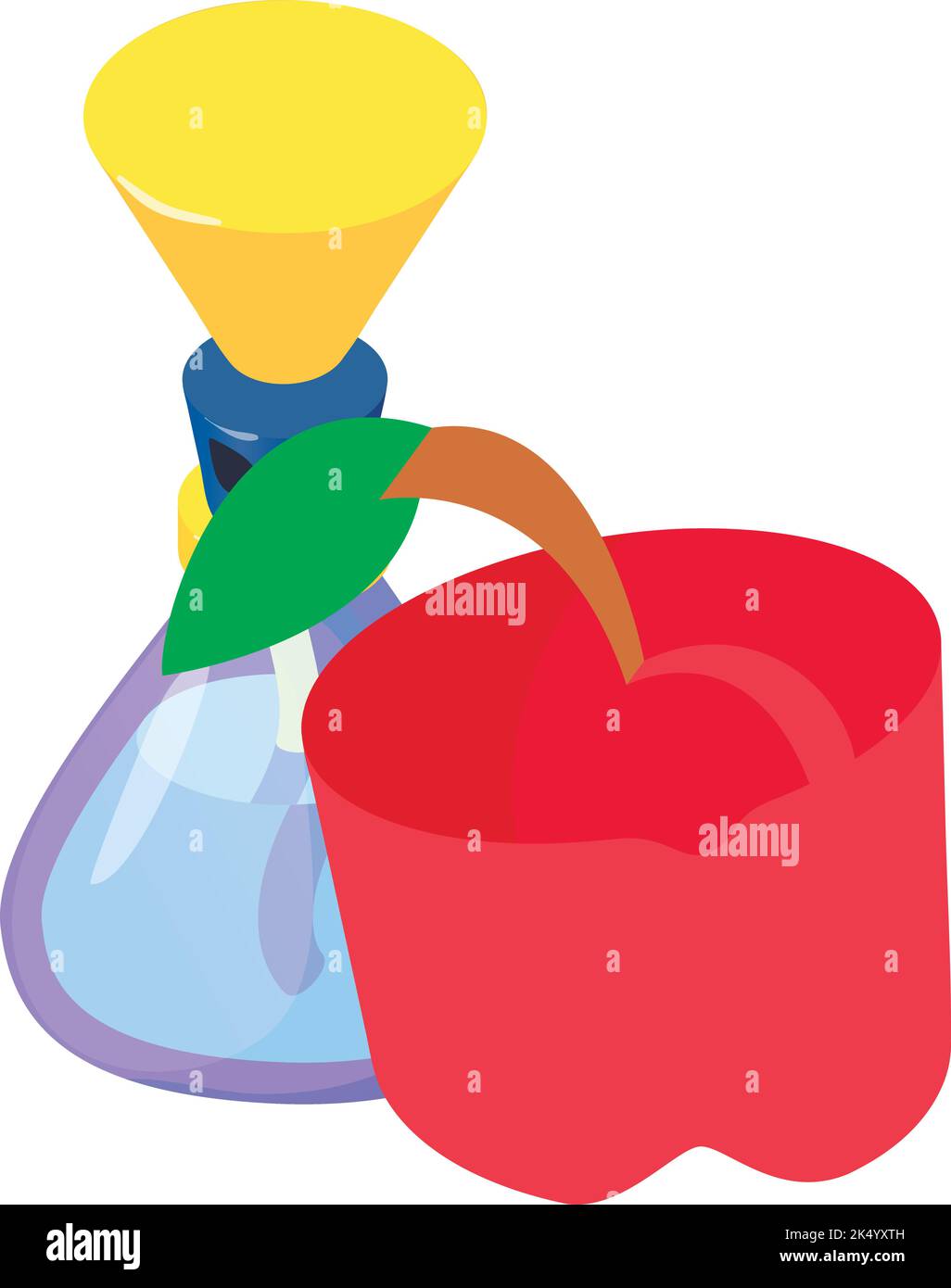 Original perfume icon isometric vector. Bottle of perfume, apple with ...