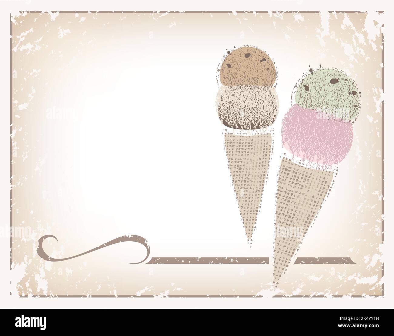 Two ice cream cones made of textures and soft colors Stock Vector Image ...