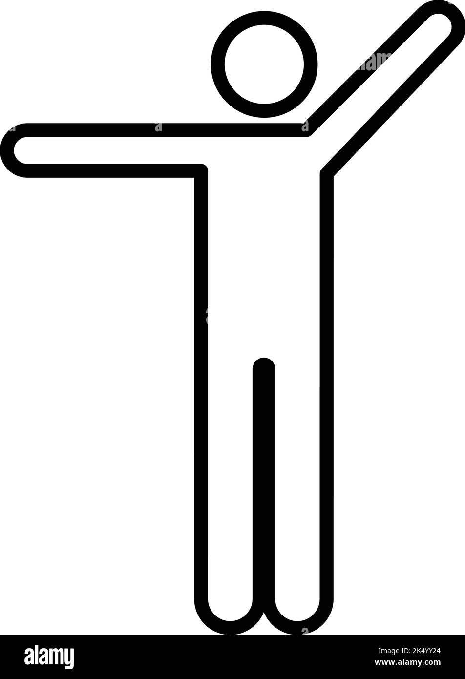 Man raised arms icon vector male person with open hands symbol in a ...