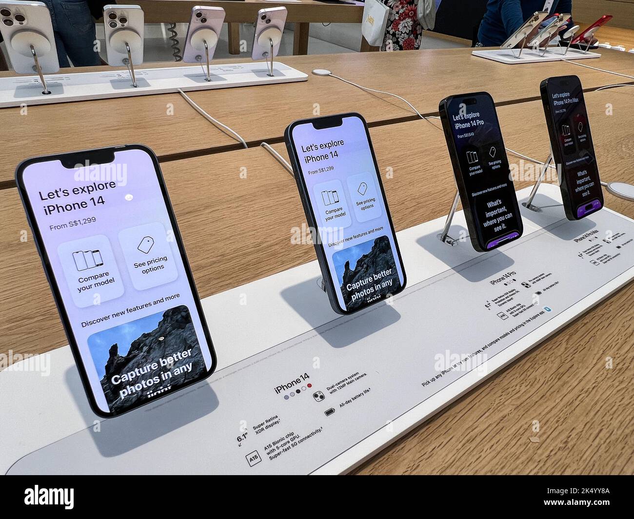 iPhone 14 pro max on display for consumers to check out Apple company ...
