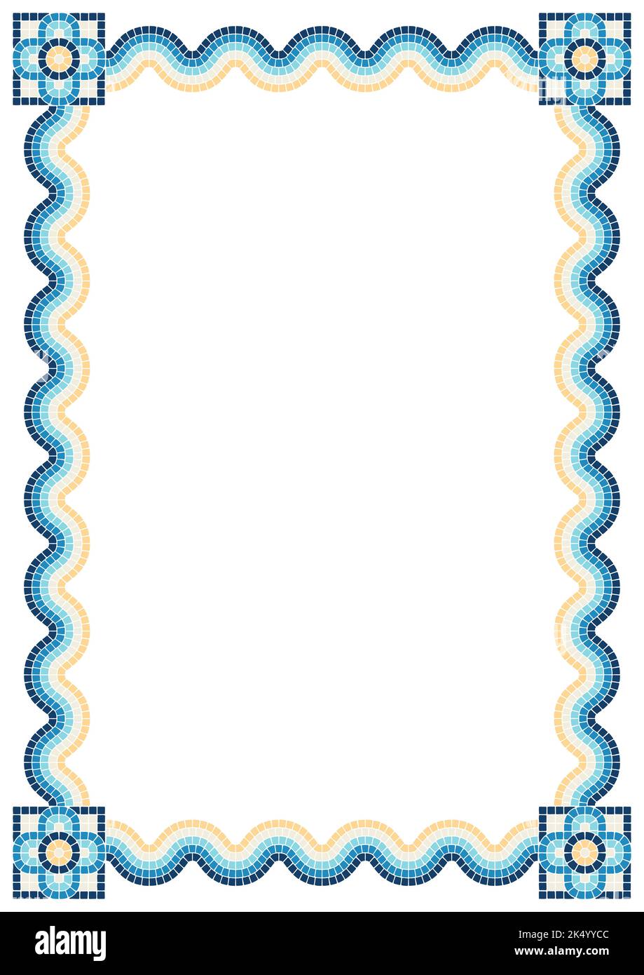 Ancient mosaic wave frame. Decorative antique stone ornament Stock ...