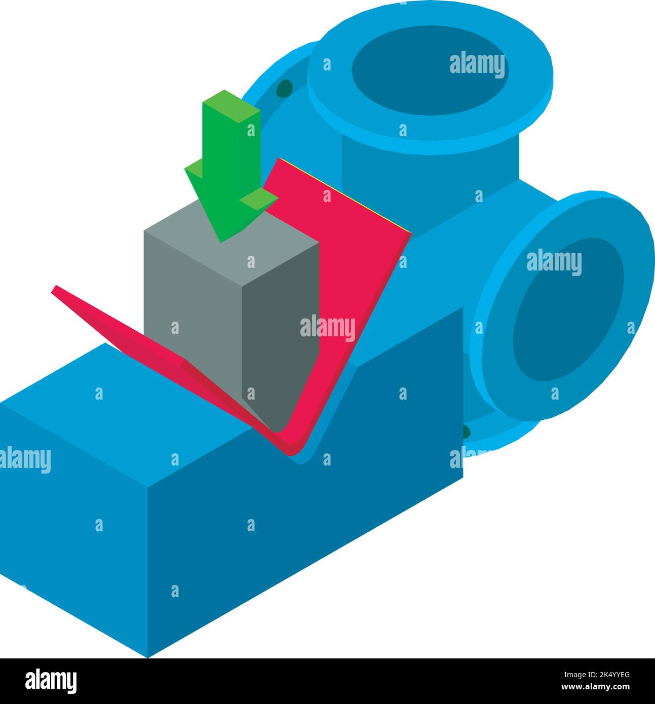 Industrial manufacturing icon isometric vector. Bending machine, cross ...