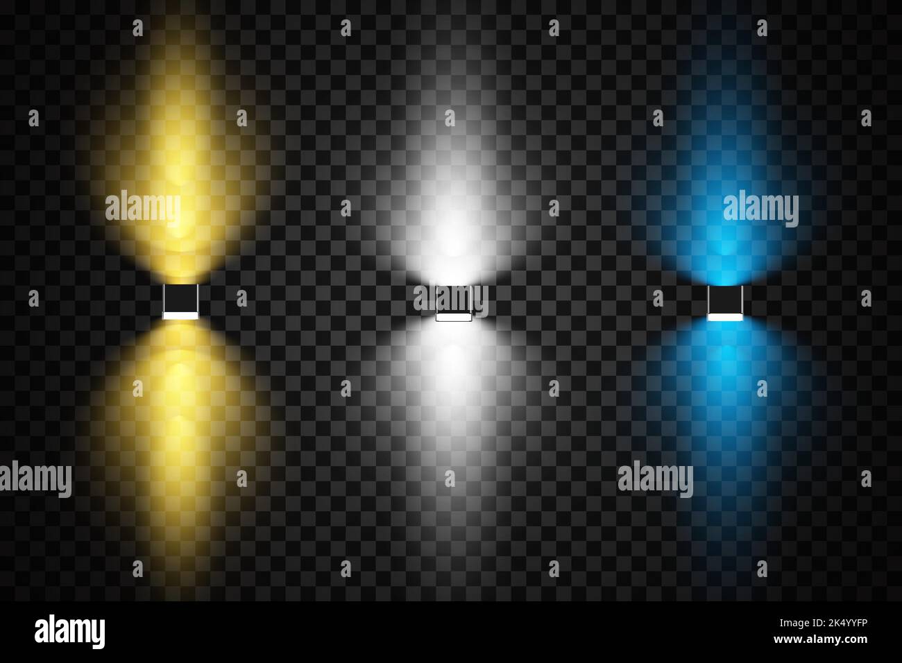 Set of colored spotlights on a transparent background. Bright lighting ...