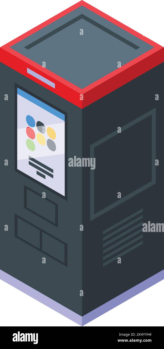 Self-service parcel delivery kiosk icon isometric vector. Smart post ...