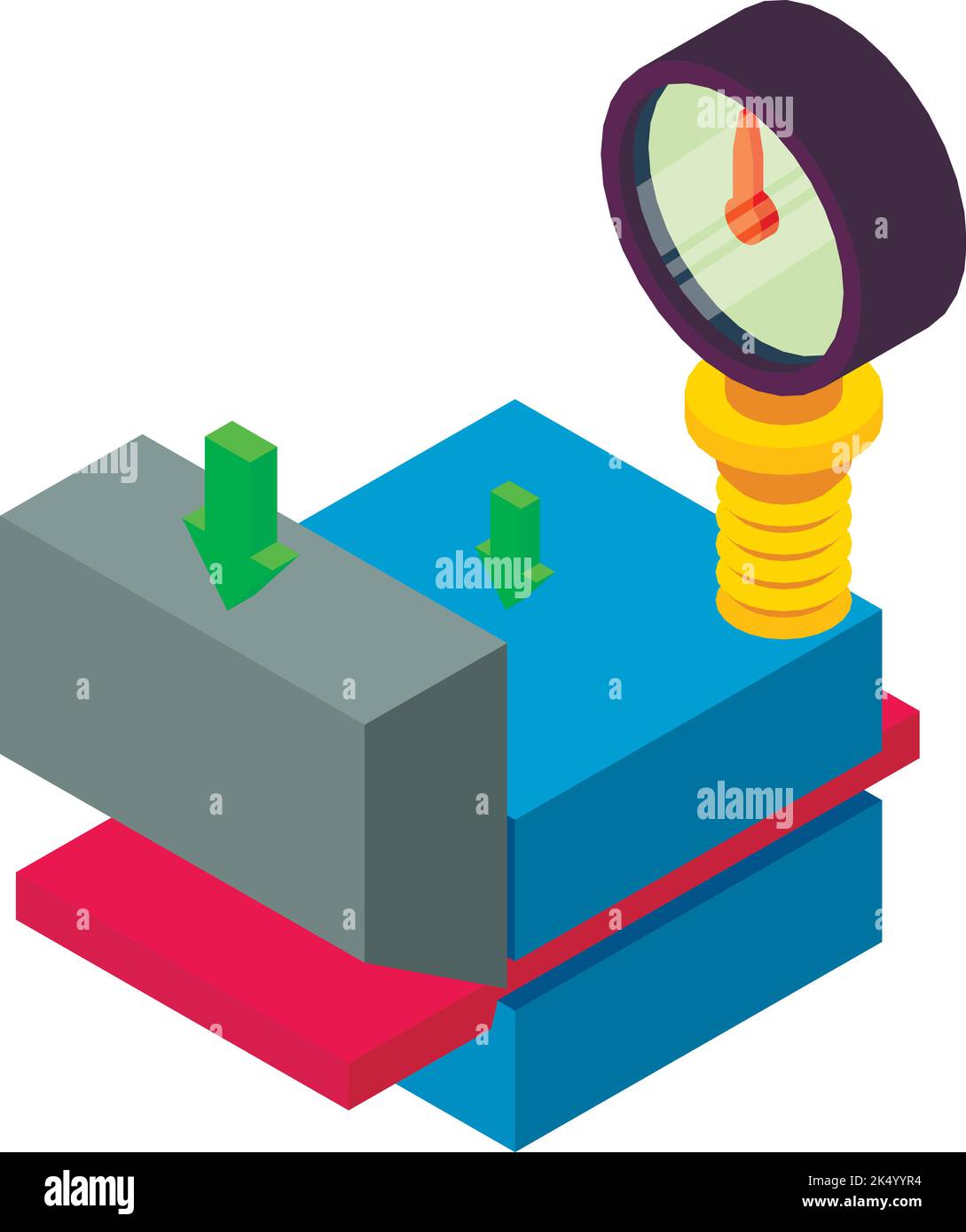 Shearing Process Icon Isometric Vector Automatic Hydraulic Press Machine Icon Professional
