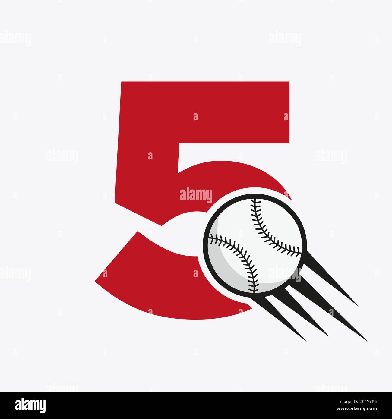 Initial Letter 5 Baseball Logo Concept With Moving Baseball Icon Vector ...