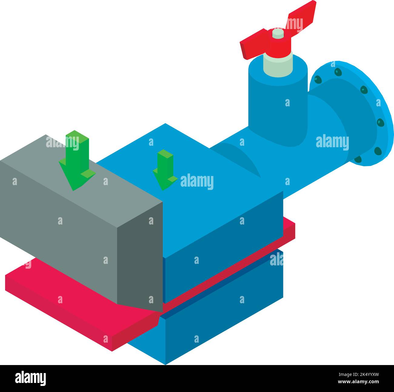 Shearing process icon isometric vector. Automatic hydraulic press ...