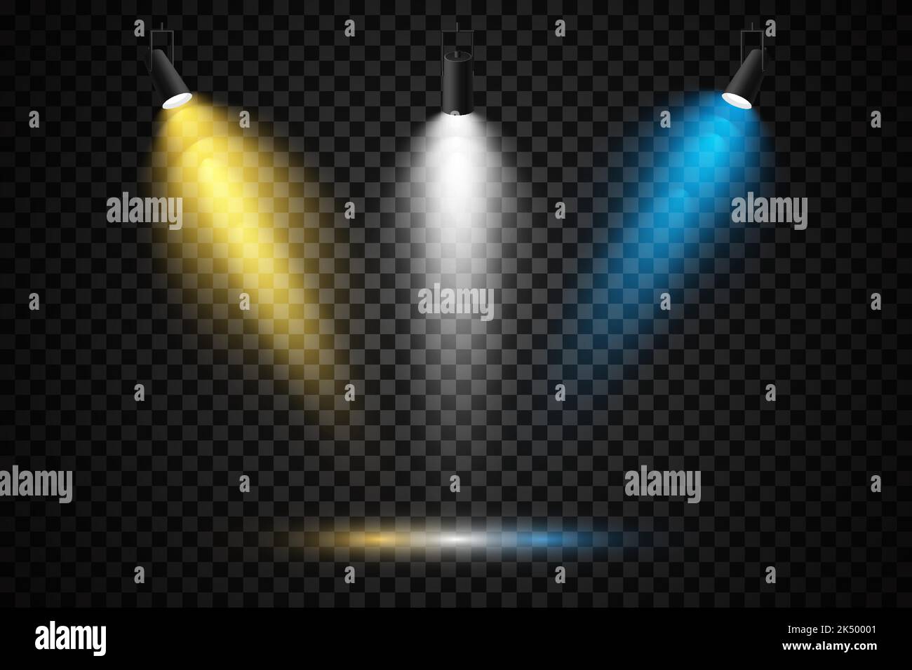 Set of colored spotlights on a transparent background. Bright lighting ...