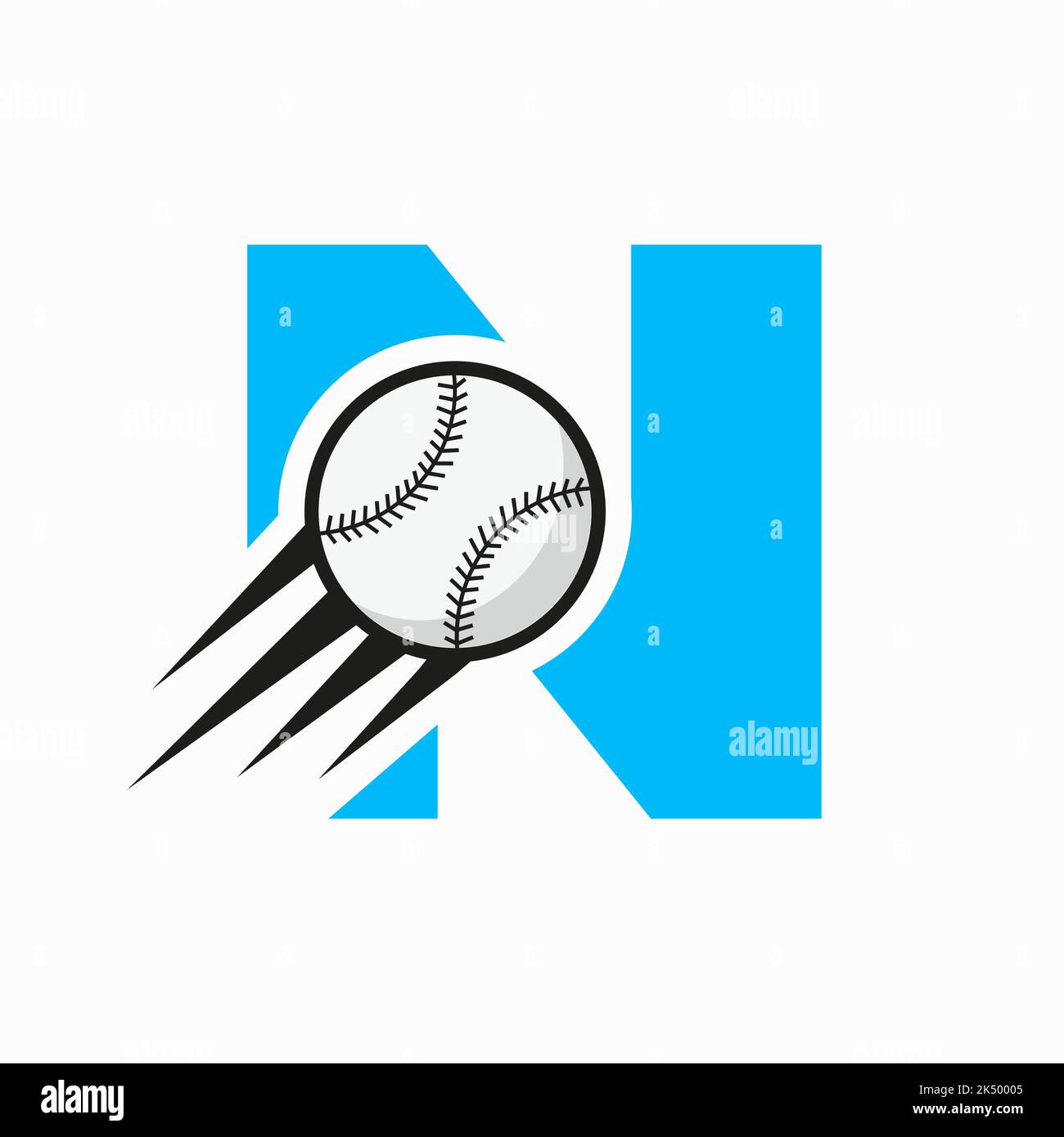 Initial Letter N Baseball Logo Concept With Moving Baseball Icon Vector ...