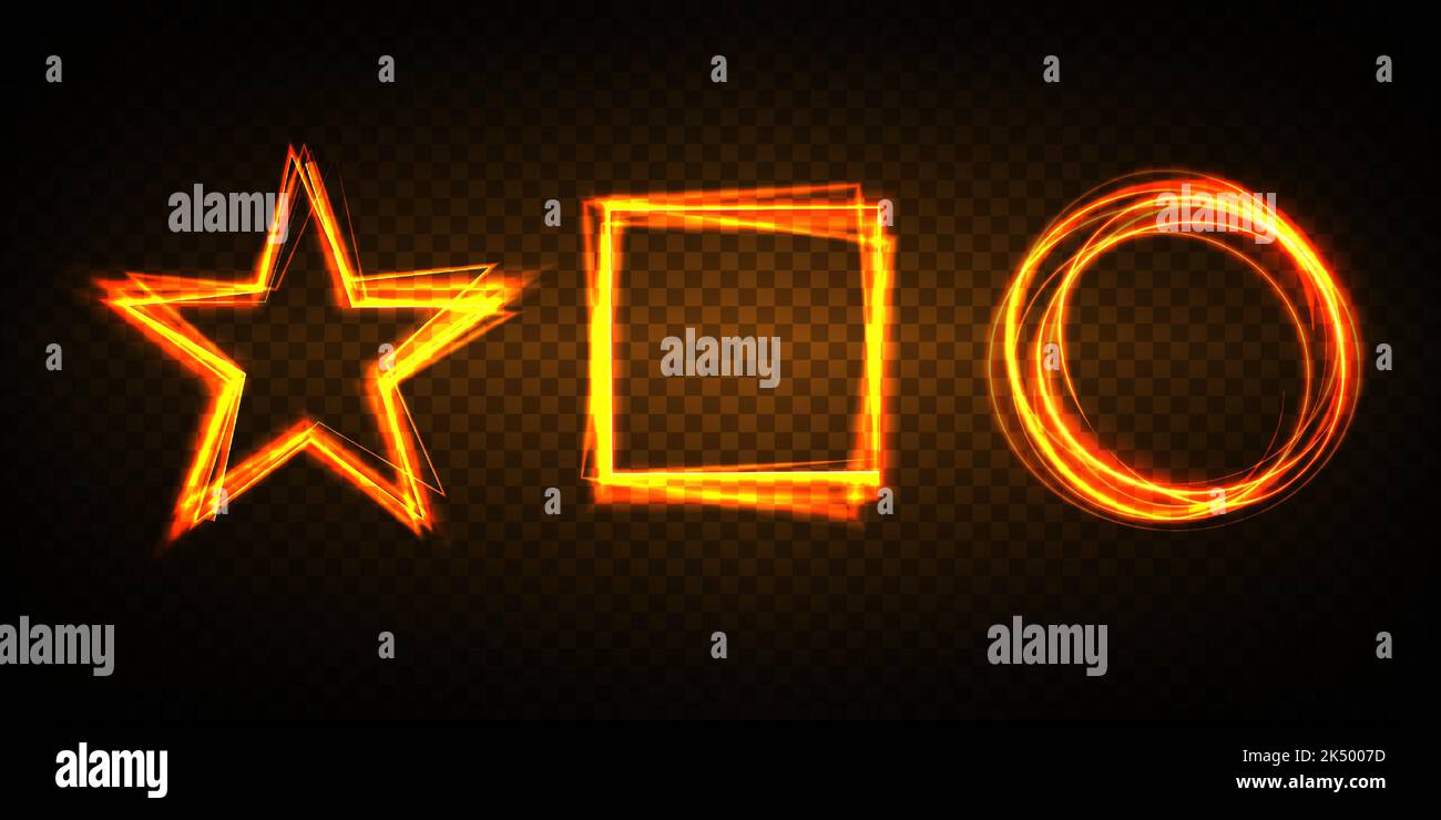 Transparent light effect circle, square, star lens. Abstract sparkling ...