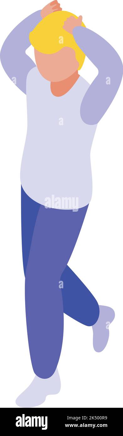 Boy fear icon isometric vector. Panic attack. Mental anxiety Stock ...