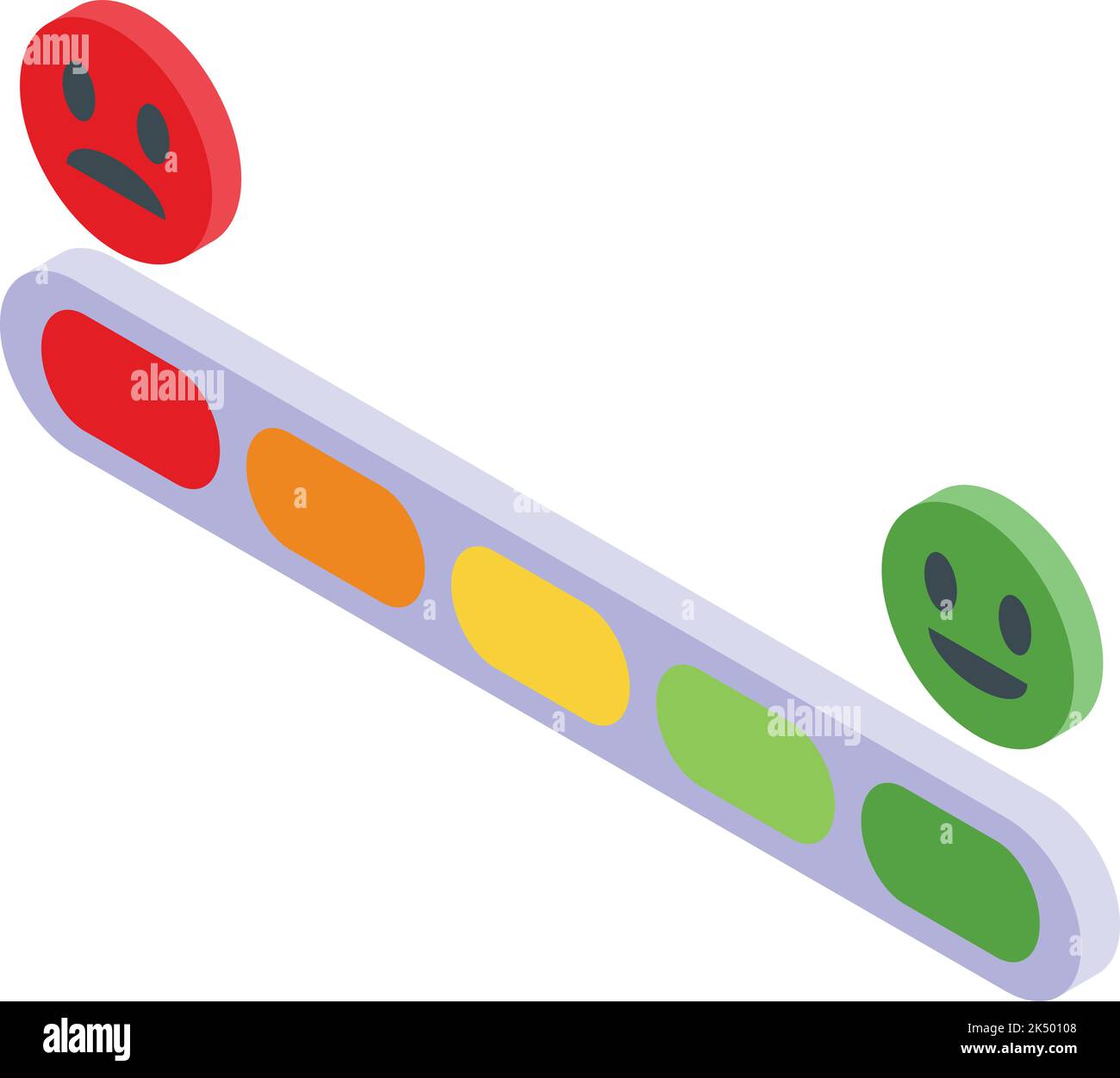 Happy score icon isometric vector. Customer level. Emoticon meter Stock ...