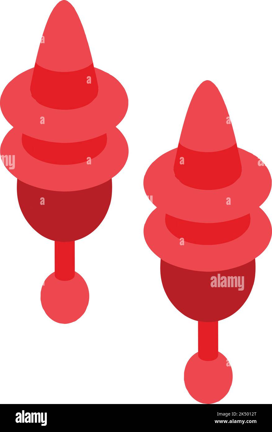 Red earplugs icon isometric vector. Noise protection. Factory level ...