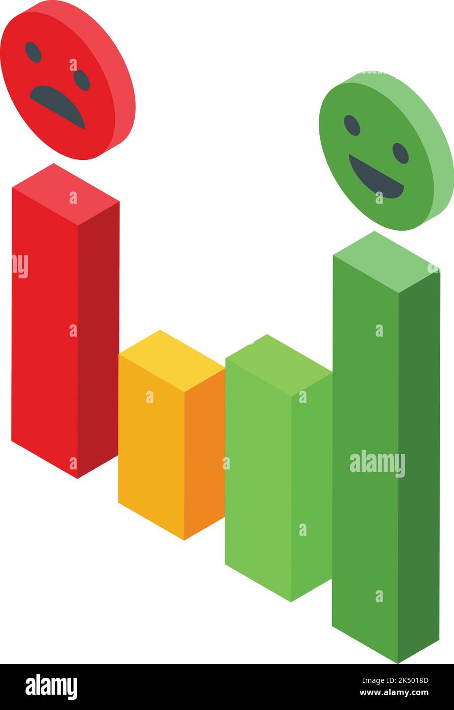 Satisfaction level bars icon isometric vector. Customer feedback. Bad ...