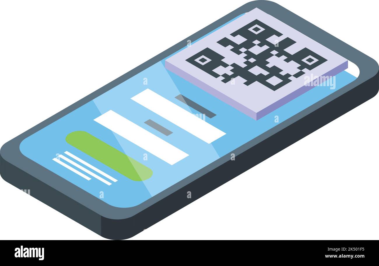 Phone qr code icon isometric vector. Work system. Data pc Stock Vector ...