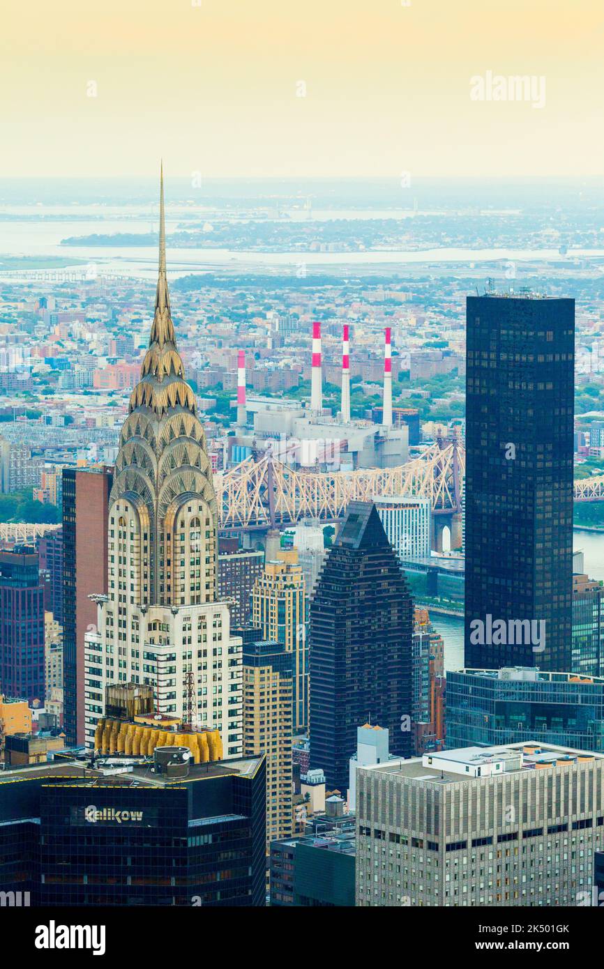 The distinctive Art Deco highrise and rooftop spire of the Chrysler ...