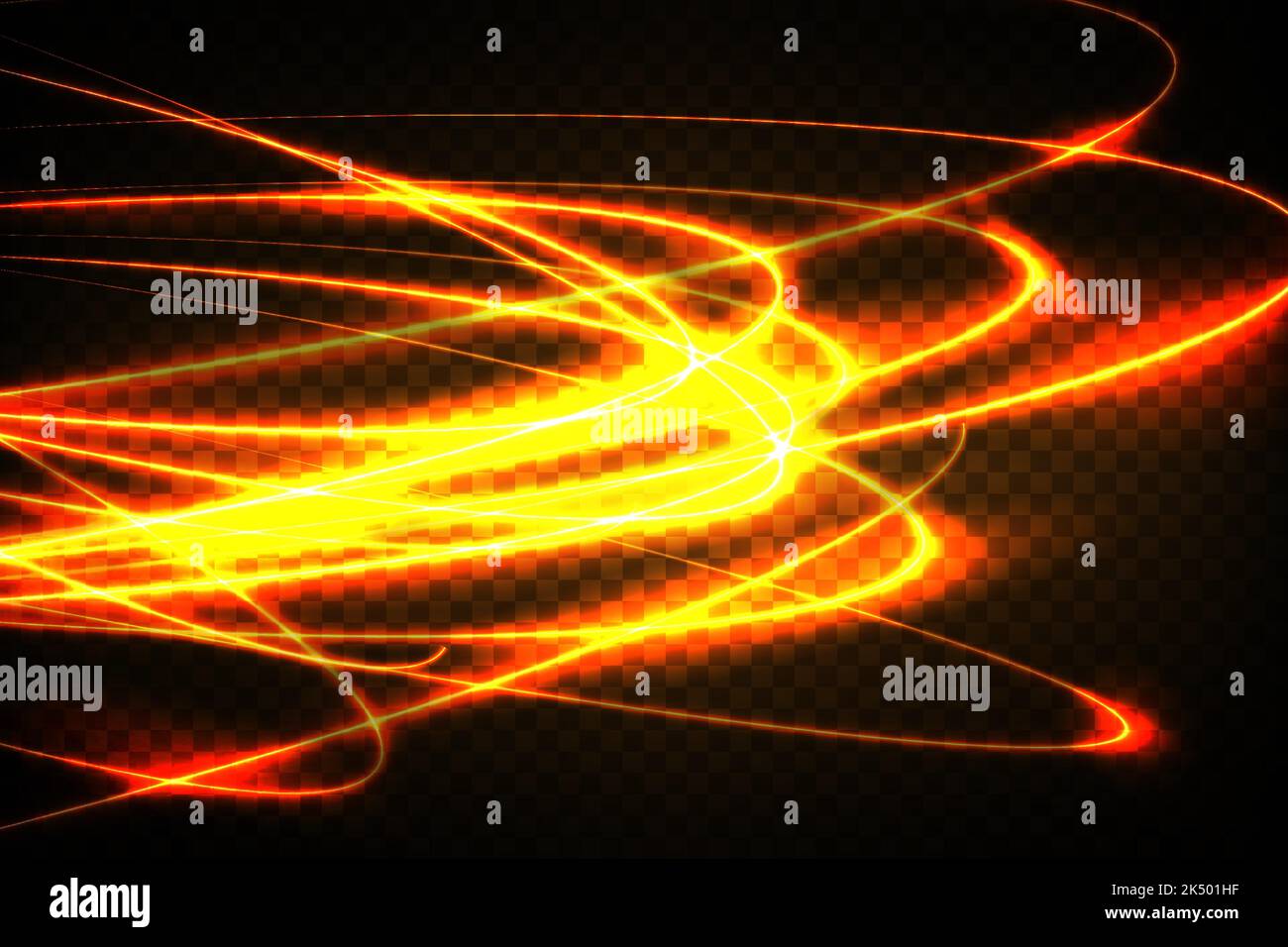 Golden glowing shiny spiral lines effect vector background. EPS10. Abstract light speed motion ...