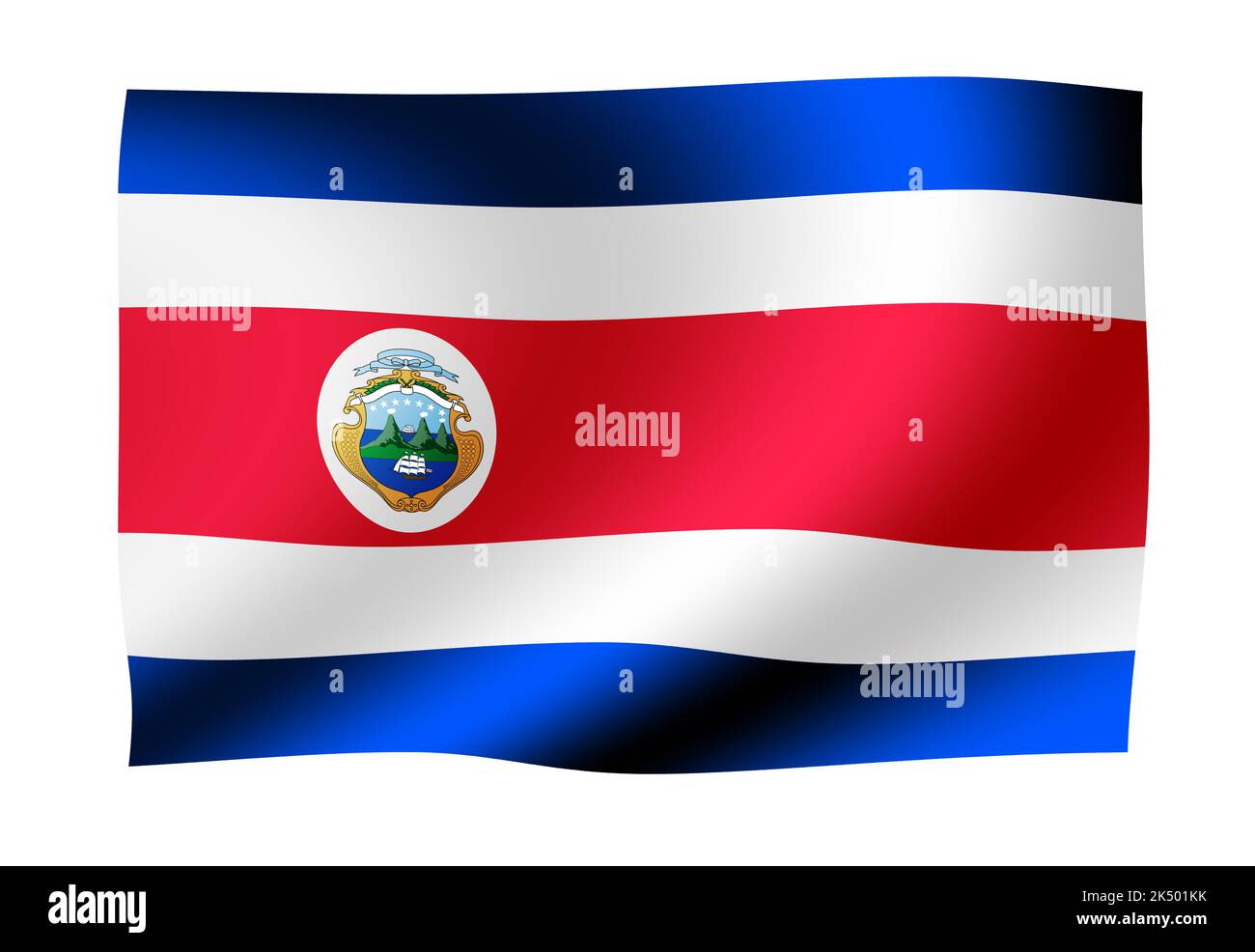 Waving national flag illustration | Costa Rica Stock Photo - Alamy