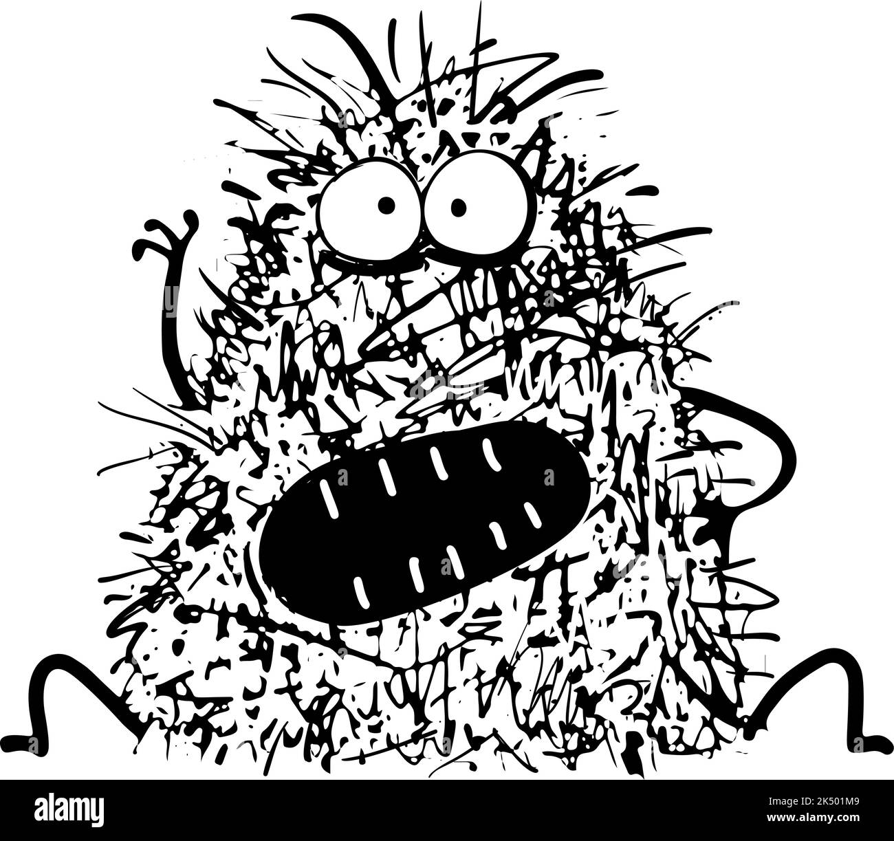 Funny Adorable Hairy Monster Confused and Naughty Stock Vector Image ...