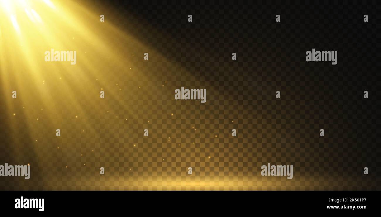 Set glow light effect with white sparks and golden stars shine with ...