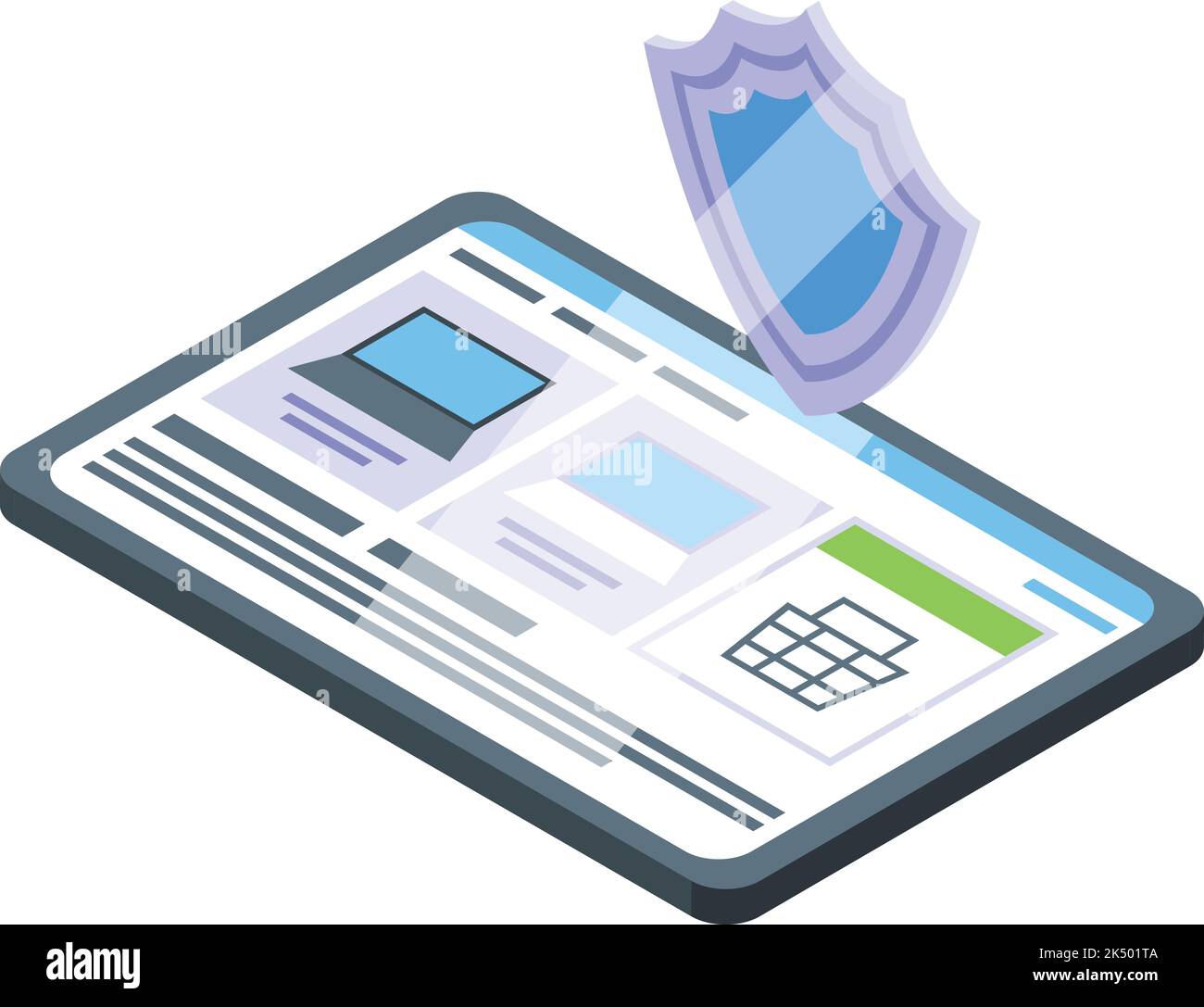 Secured tablet icon isometric vector. Laptop code. Computer process ...