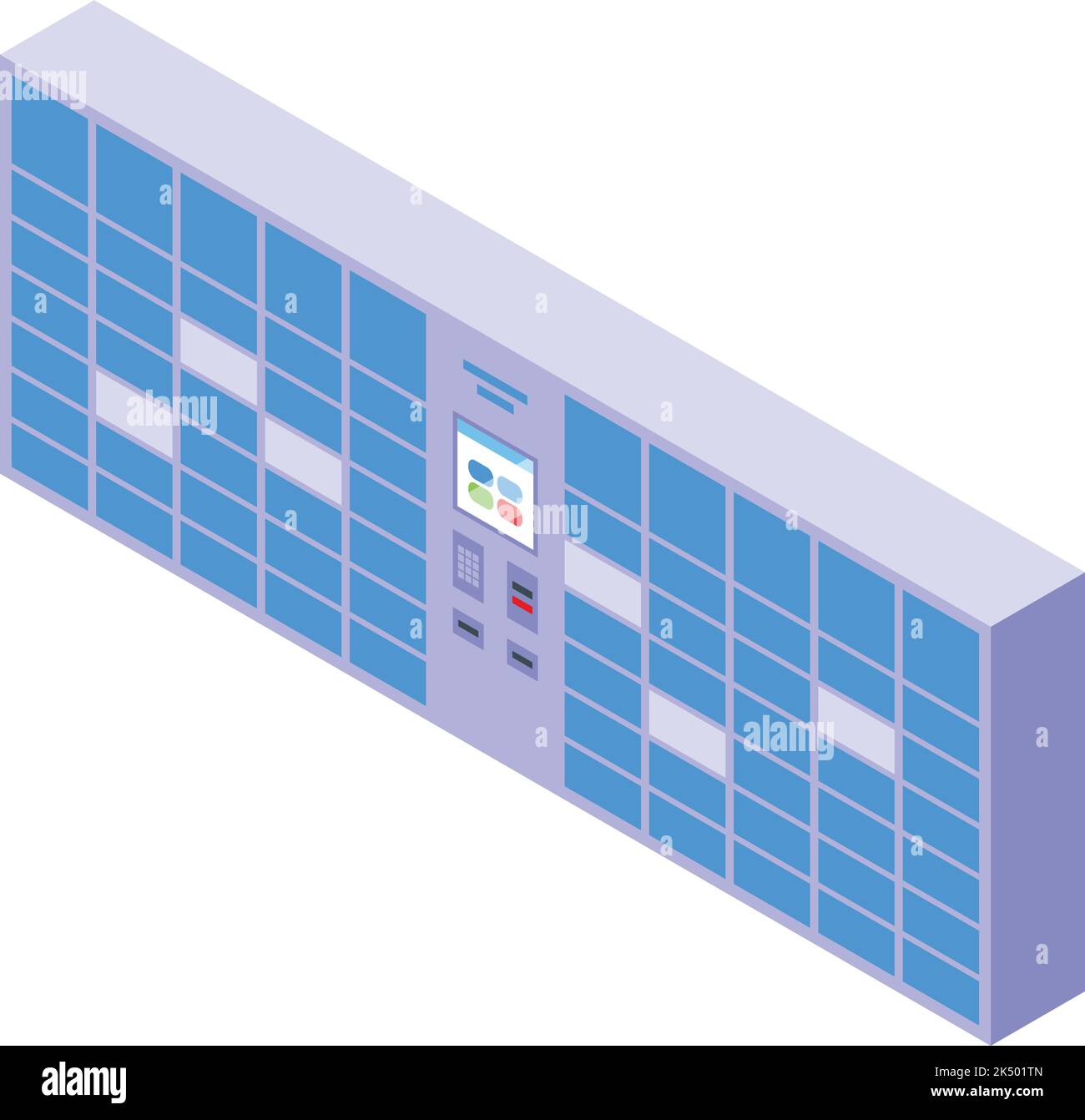Self-service parcel delivery station icon isometric vector. Package ...