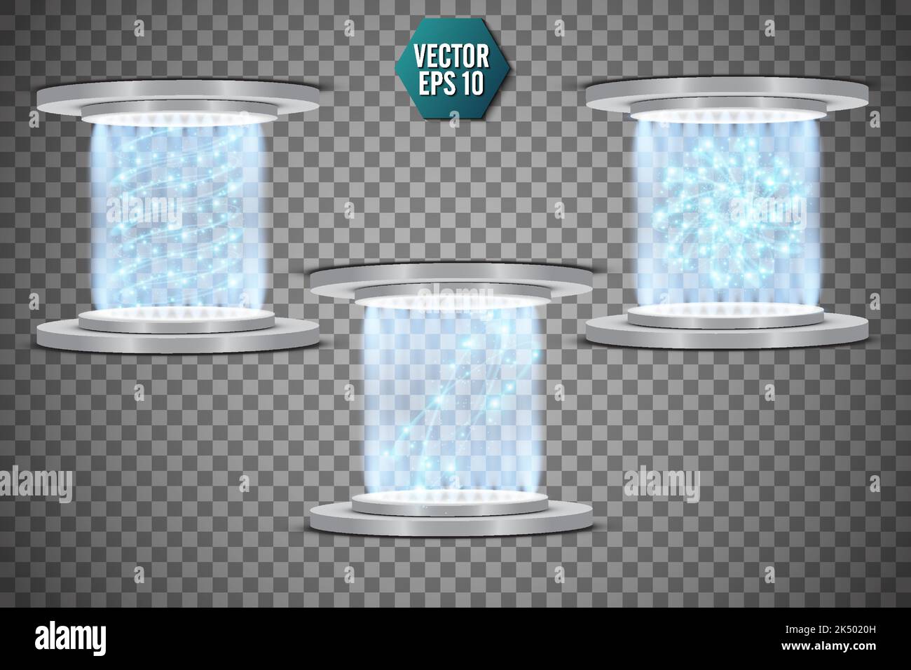 Magic fantasy portal. Futuristic teleport. Light effect. Blue candles ...