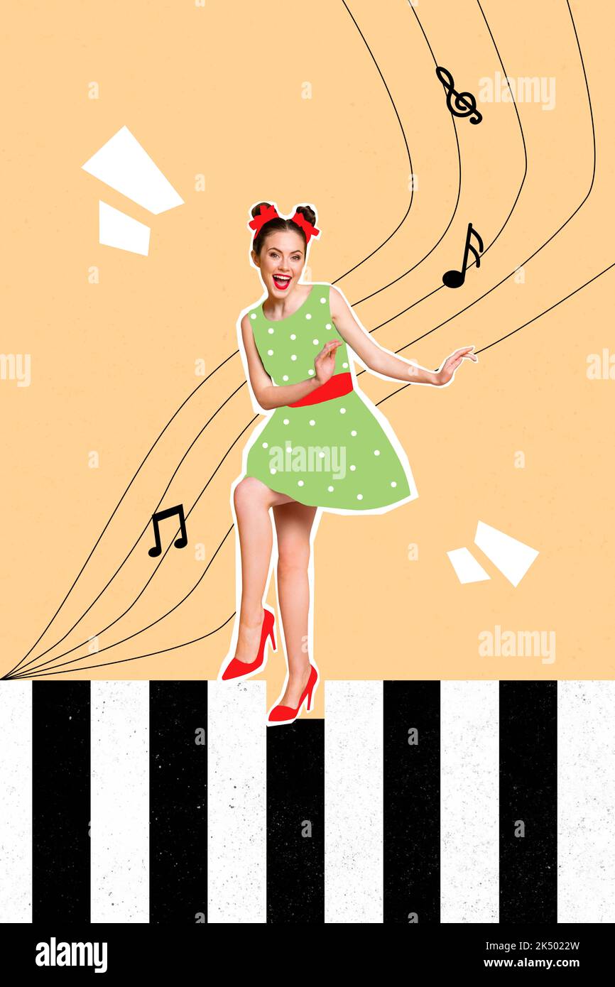 Collage 3d image of pinup pop retro sketch of funny funky cute cool ...