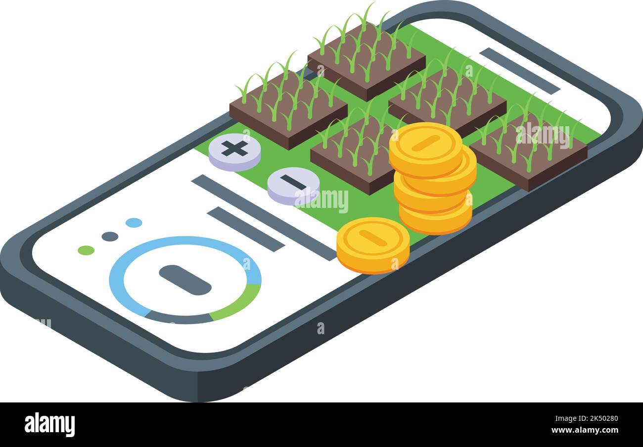 Smartphone app icon isometric vector. Business phone. Ui internet Stock ...