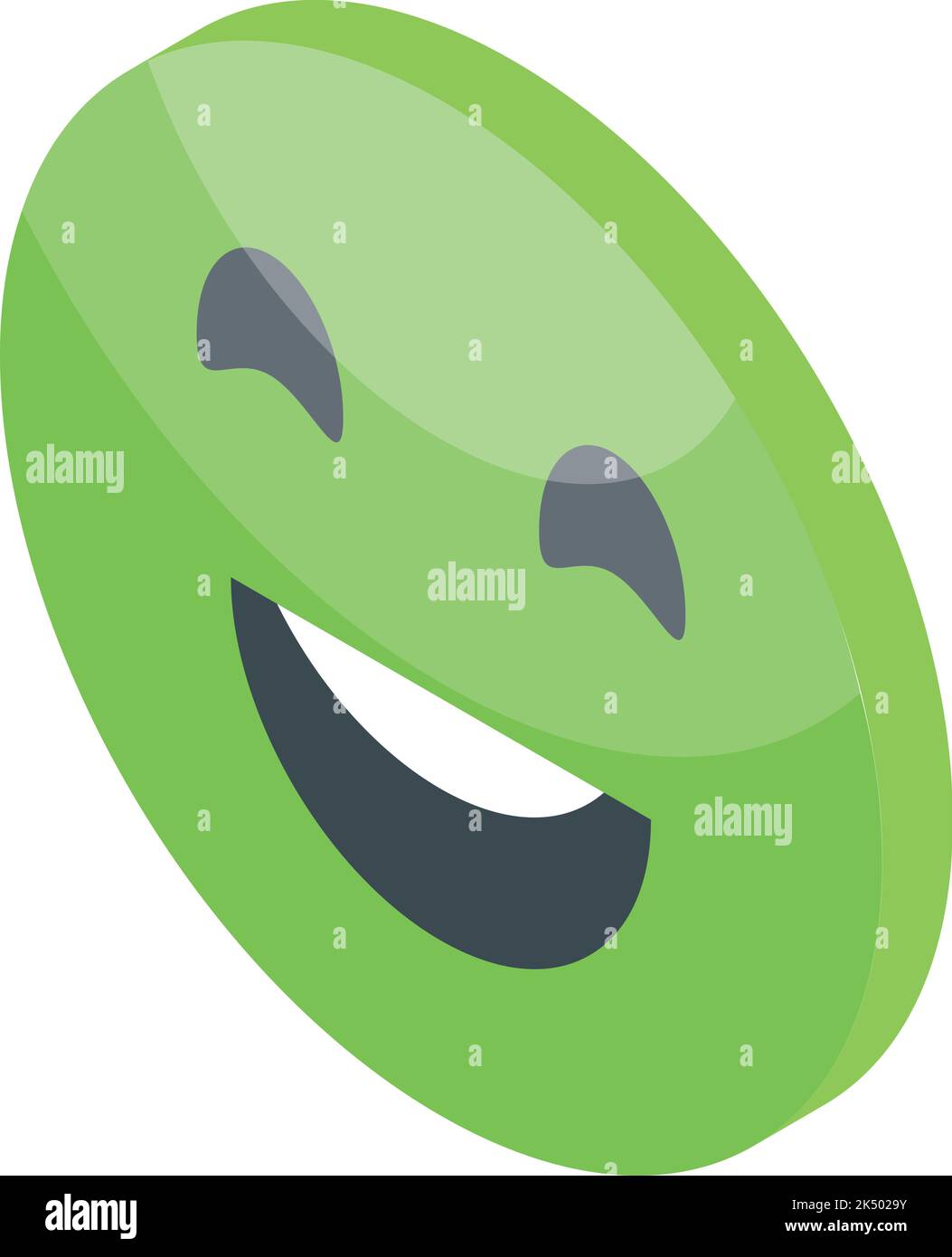 Green emoji satisfaction level icon isometric vector. Customer emoticon ...