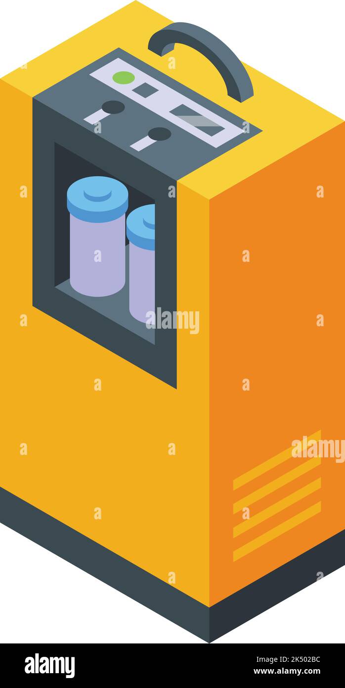Yellow oxygen concentrator icon isometric vector. Tank equipment ...