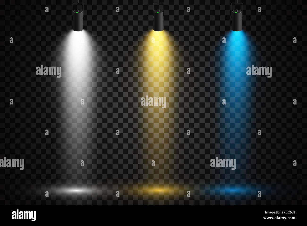 Set of colored spotlights on a transparent background. Bright lighting ...