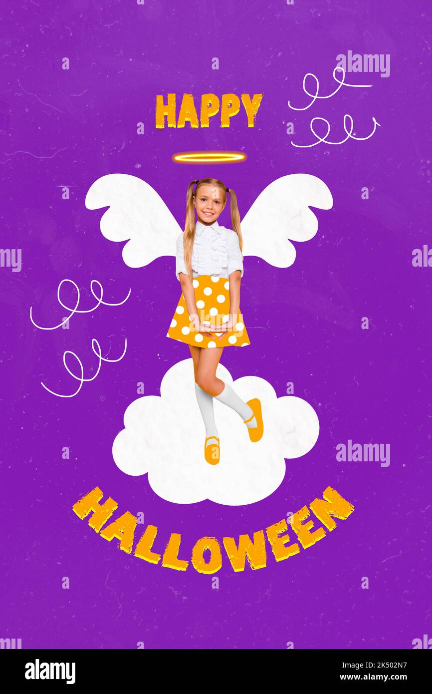 Collage 3d image of pinup pop retro sketch of innocent cute charming ...