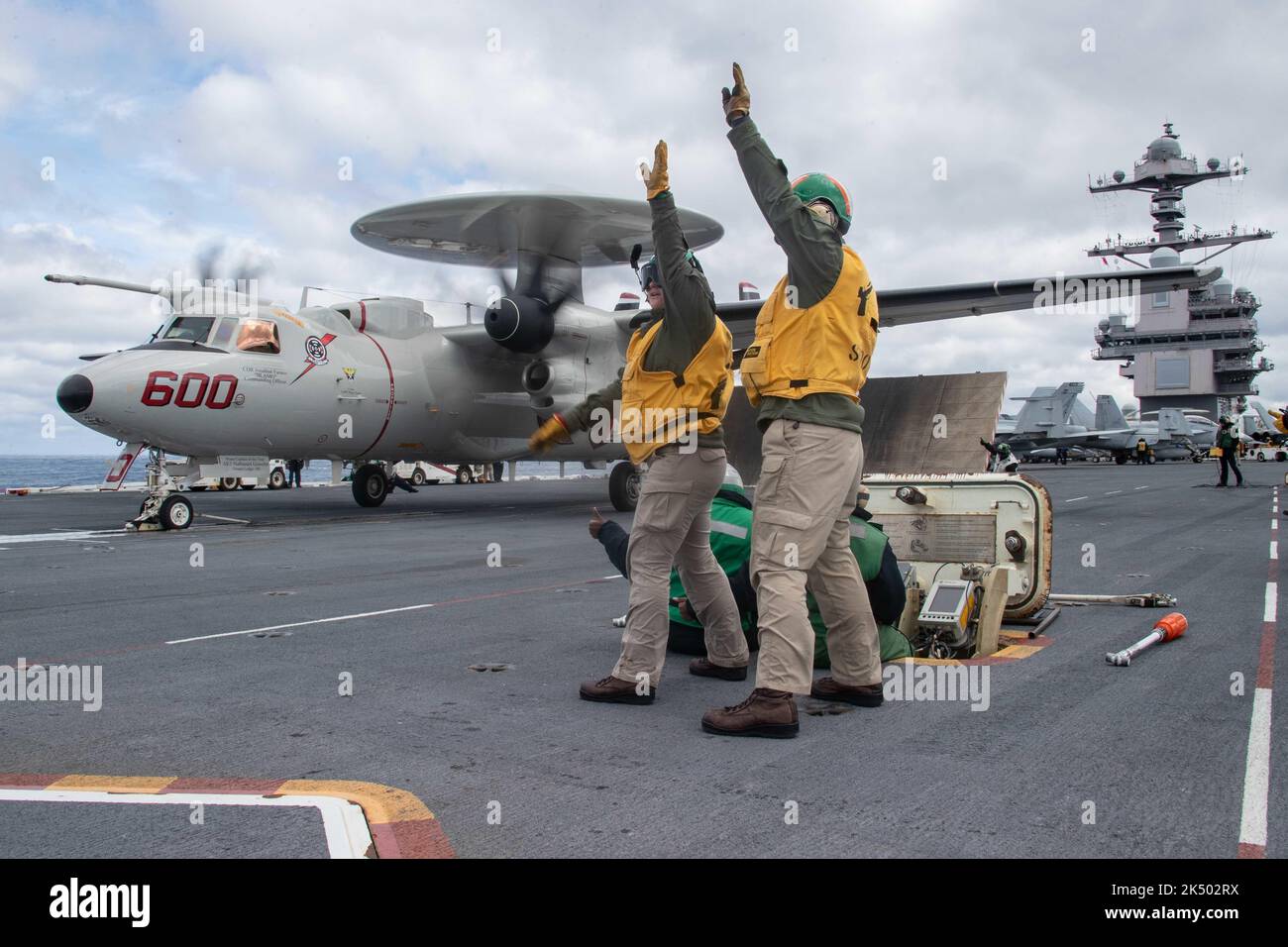 ATLANTIC OCEAN (March 29, 2022) Sailors assigned to the air department ...
