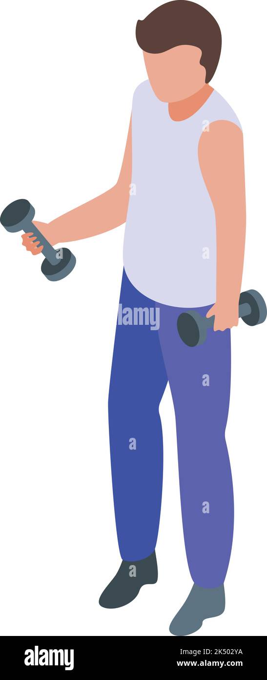 Boy make morning exercise icon isometric vector. Multi effort. Family ...