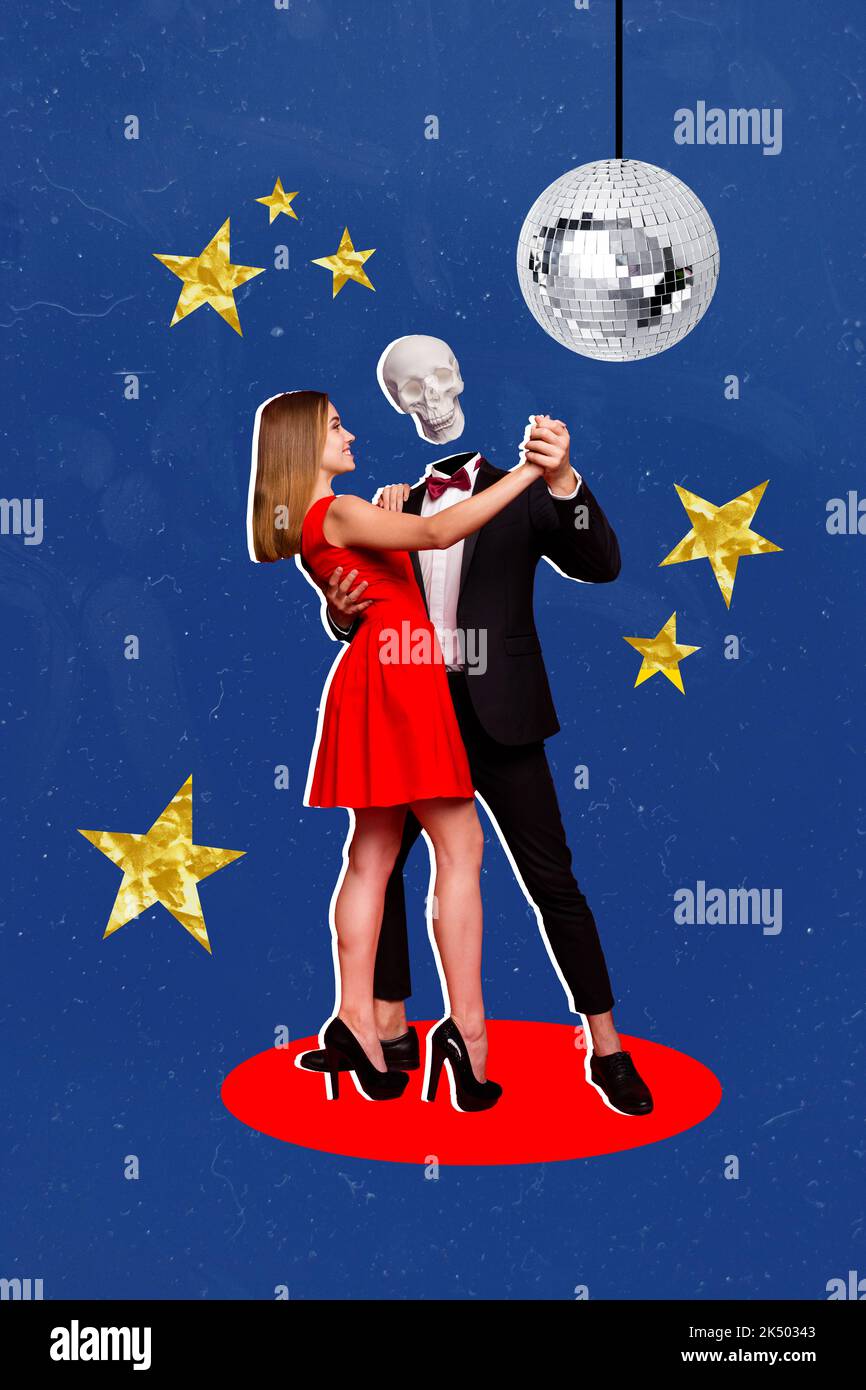 Vertical creative collage image of dancing gothic halloween spooky ...