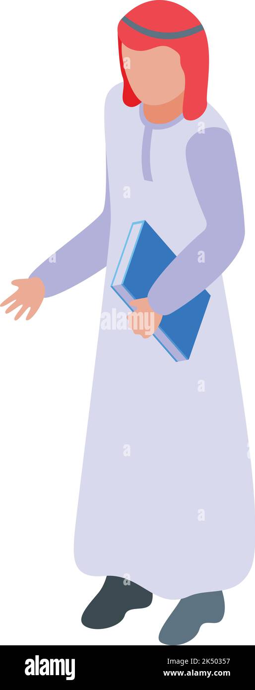 School arab boy icon isometric vector. Student online. Arabic education ...