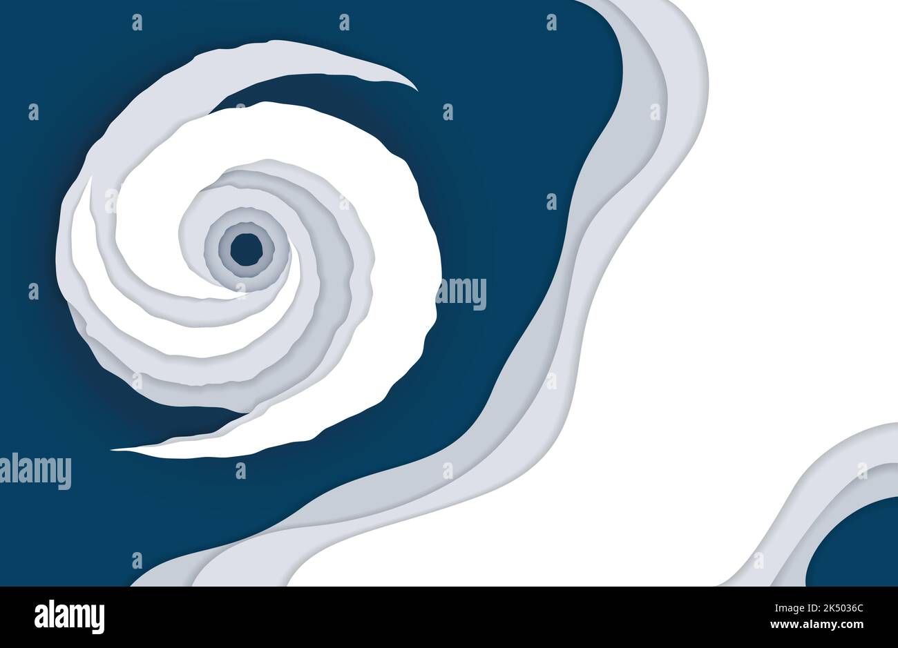 A hurricane viewed from above with copy space, in monochrome blues and ...
