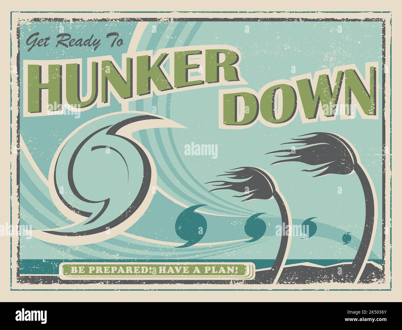 A vintage style poster advertisement for hurricane preparedness Stock ...