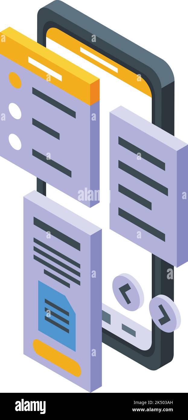 Internet phone app icon isometric vector. Business design. Screen ...