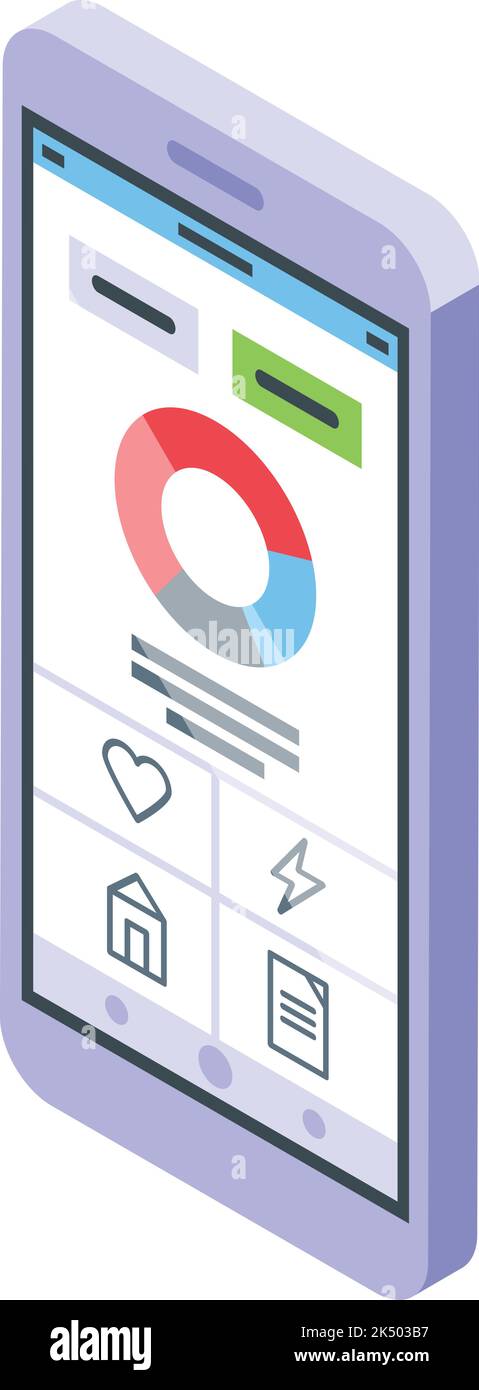 Mobile app icon isometric vector. Business design. Online internet ...