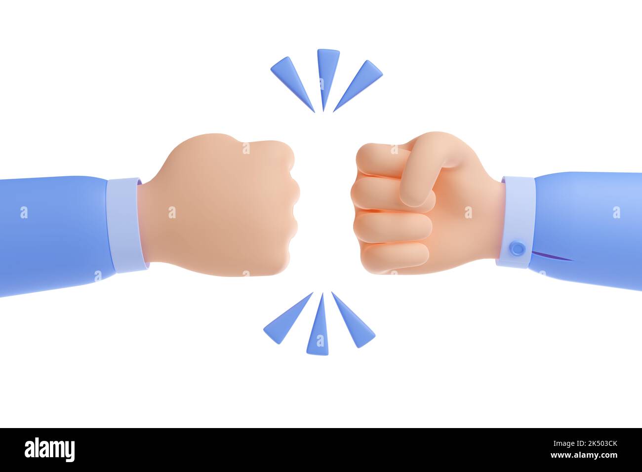 3d render hands giving fist bump. Business concept of partnership ...