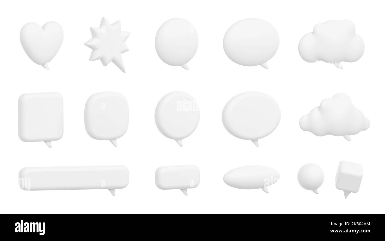 3d render speech bubbles, isolated blank messages, communication and ...