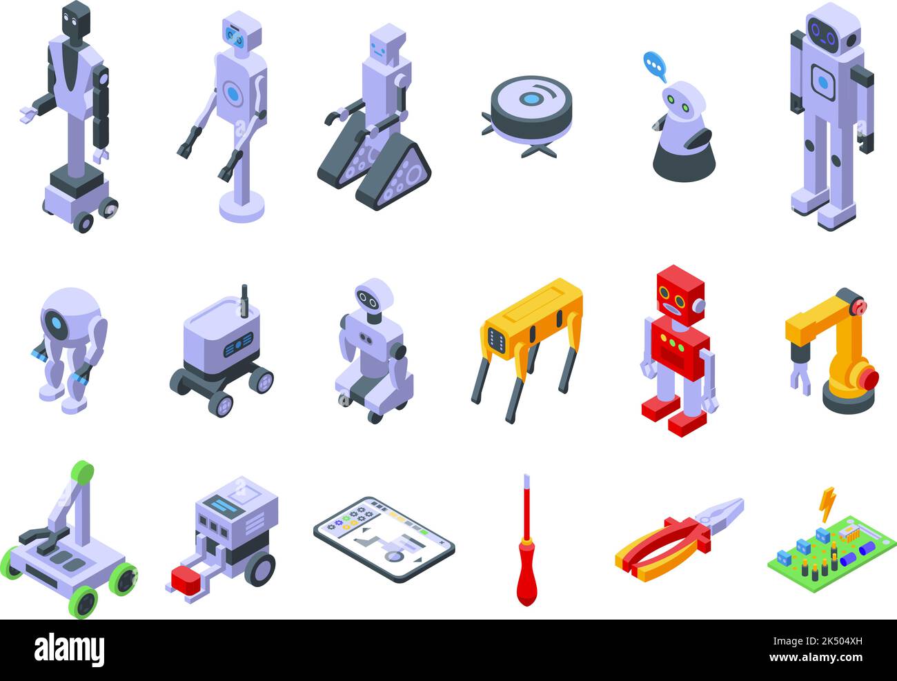 Robotics icons set isometric vector. Tech smart. Bot future Stock ...