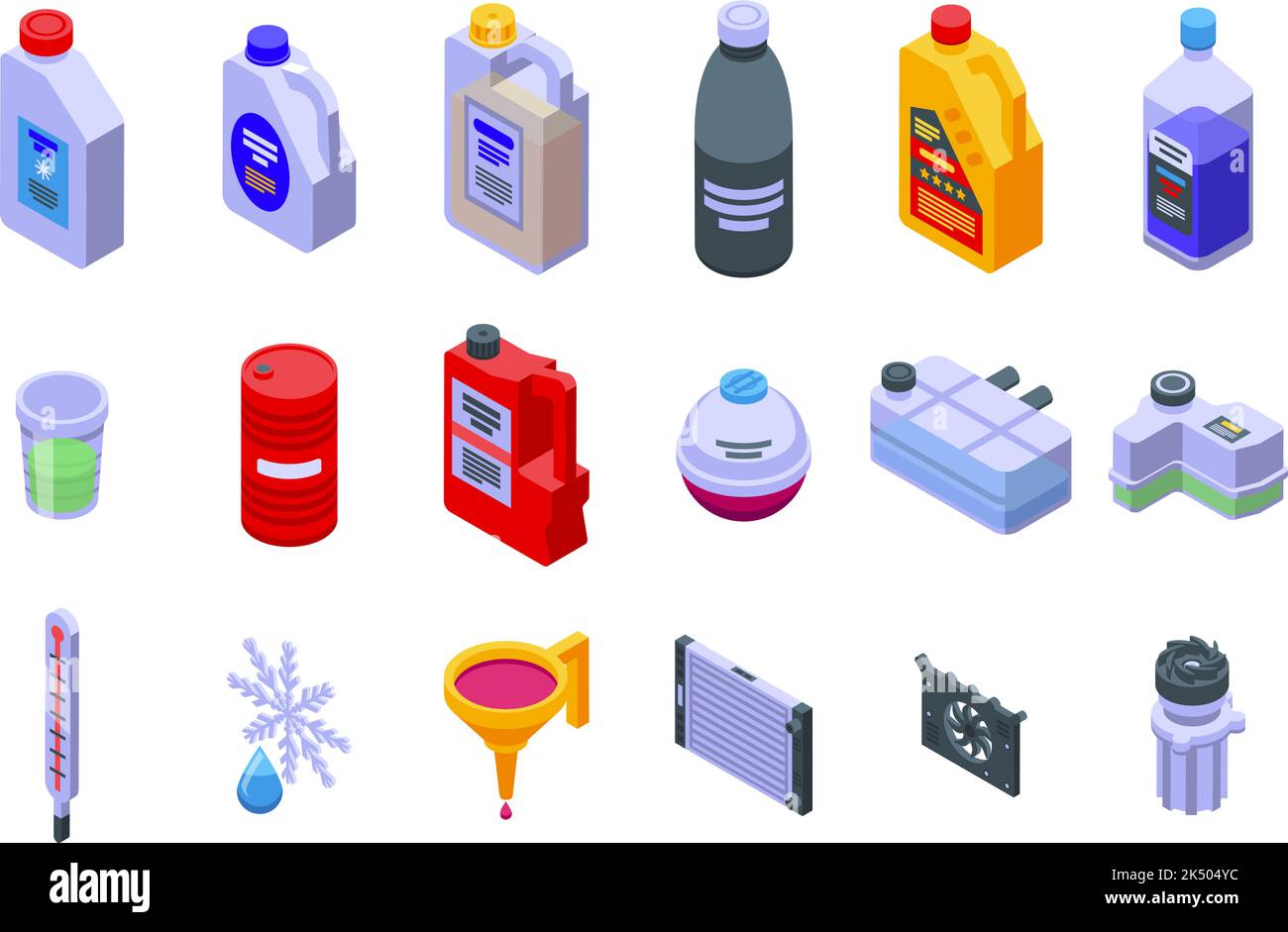 Car engine antifreeze icons set isometric vector. Air vent. Car climate ...